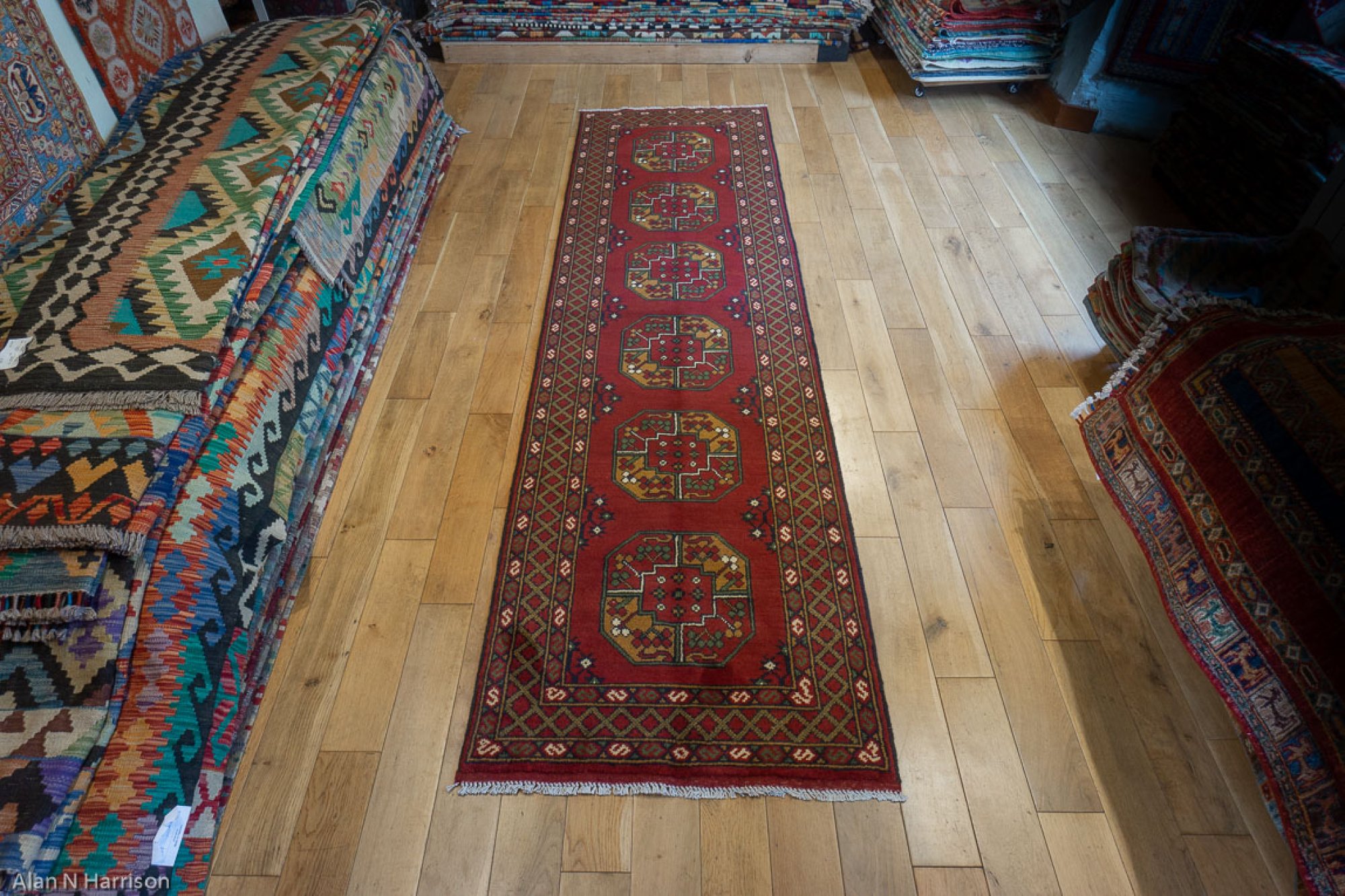 Hand-Knotted Aqcha Runner From Afghanistan (SN:25389) Olney Oriental Rugs