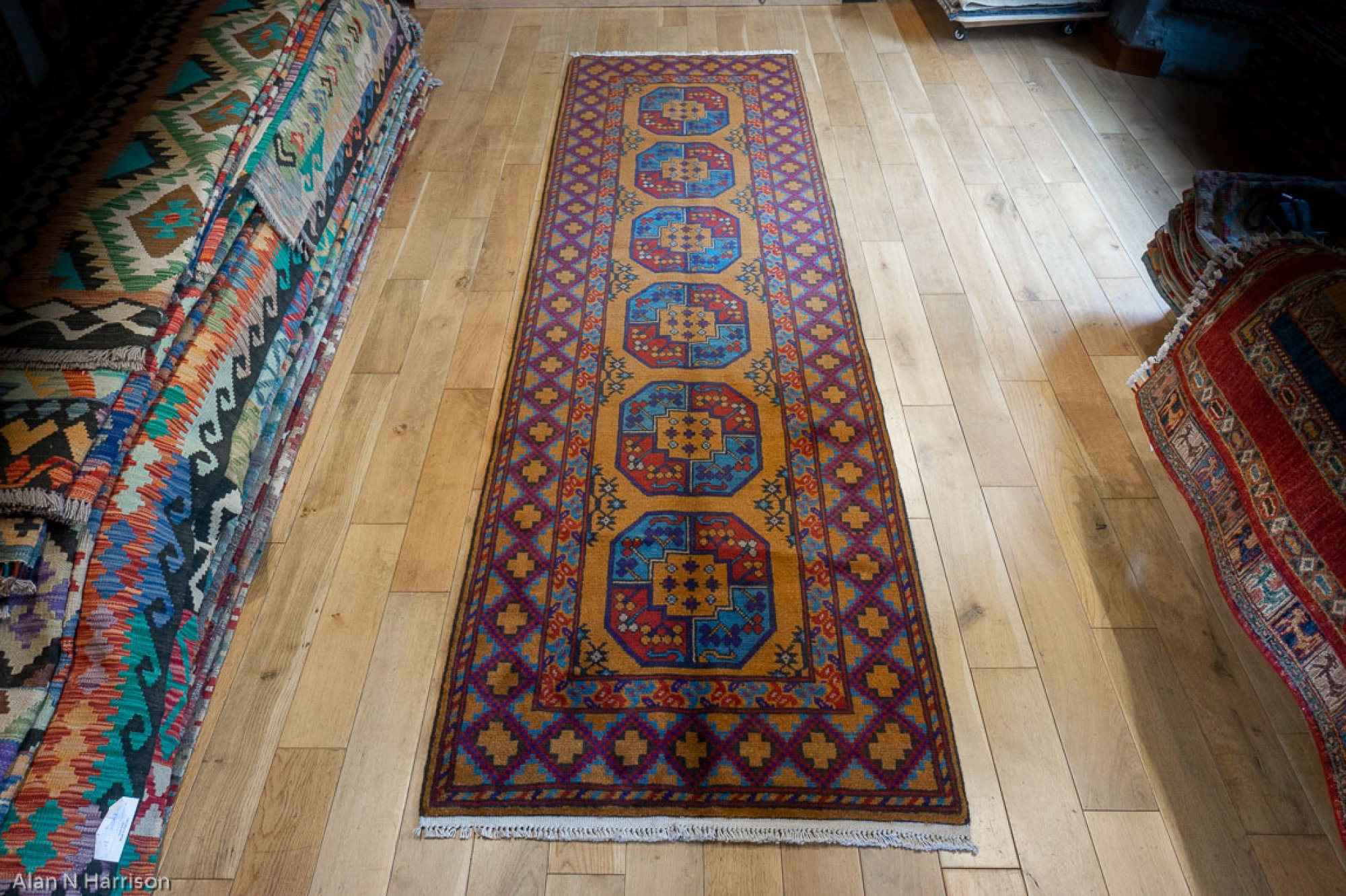 Hand-Knotted Aqcha Runner From Afghanistan (SN:25401) Olney Oriental Rugs